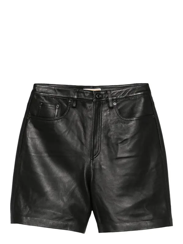 Michael Kors Boyfriend Leather Shorts - Black
