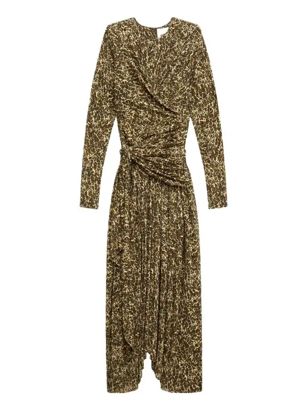Isabel Marant Étoile Zeidi Leopard Print Long Sleeve Dress - Brown