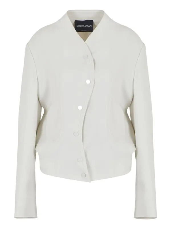 Giorgio Armani Collarless Drop-shoulder Jacket - Light Gray
