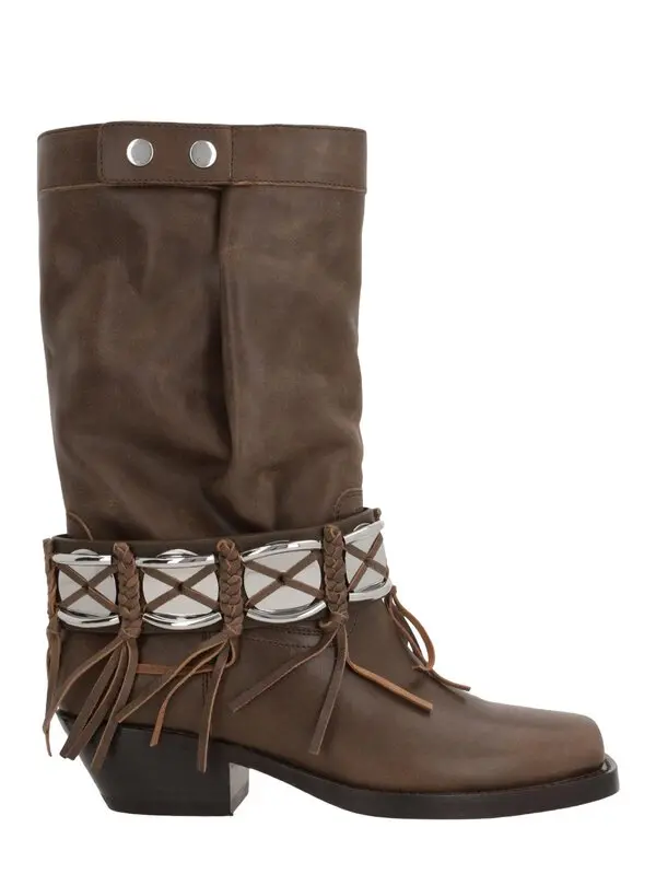 Isabel Marant Étoile Ademe Fringed Square Toe Boots - Brown