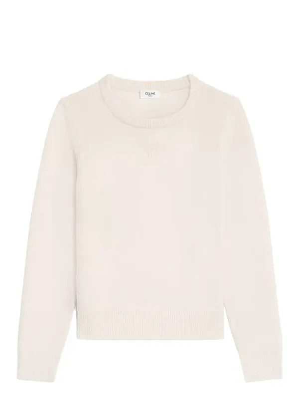 Celine Crew Neck Sweater In Heritage Cashmere - Off White
