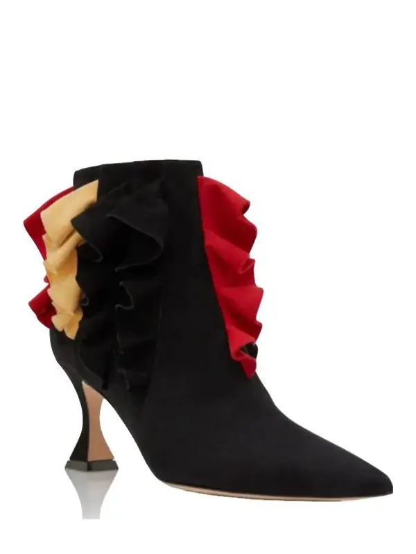 Manolo Blahnik Ruffled Ankle Boots - Black