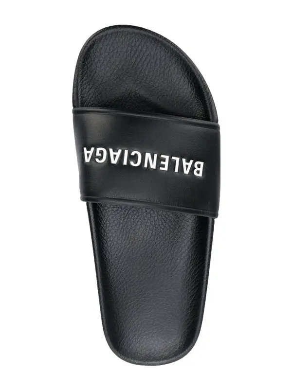 Balenciaga Pool Flat Sandals - Black