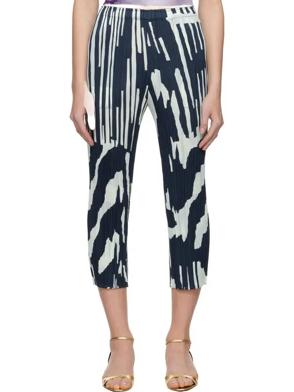 PLEATS PLEASE BY ISSEY MIYAKE Abstract Graphic Print Cropped Pants - Black