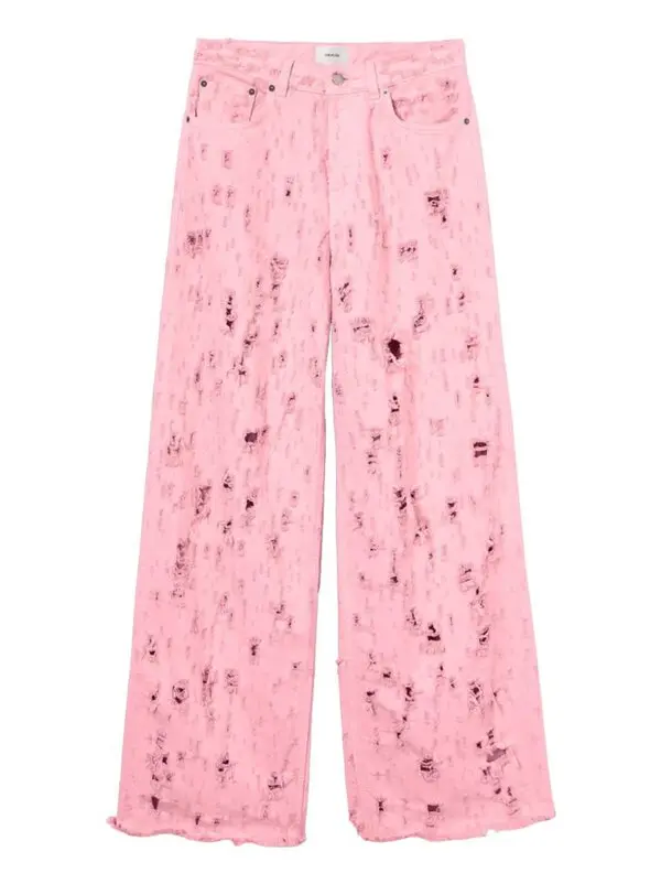 HAIKURE Bethany Bull Destroy Distressed Jeans - Flamingo