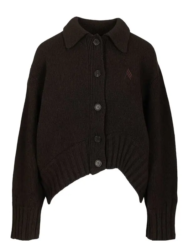 Attico Ribbed Knit Cardigan - Brown