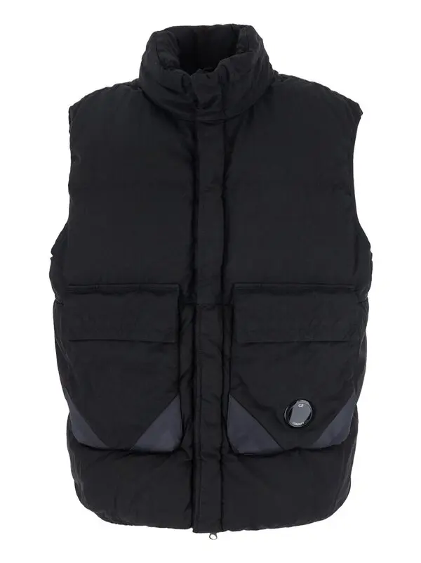 C.P. COMPANY Quilted Vest With Stand Collar - Black