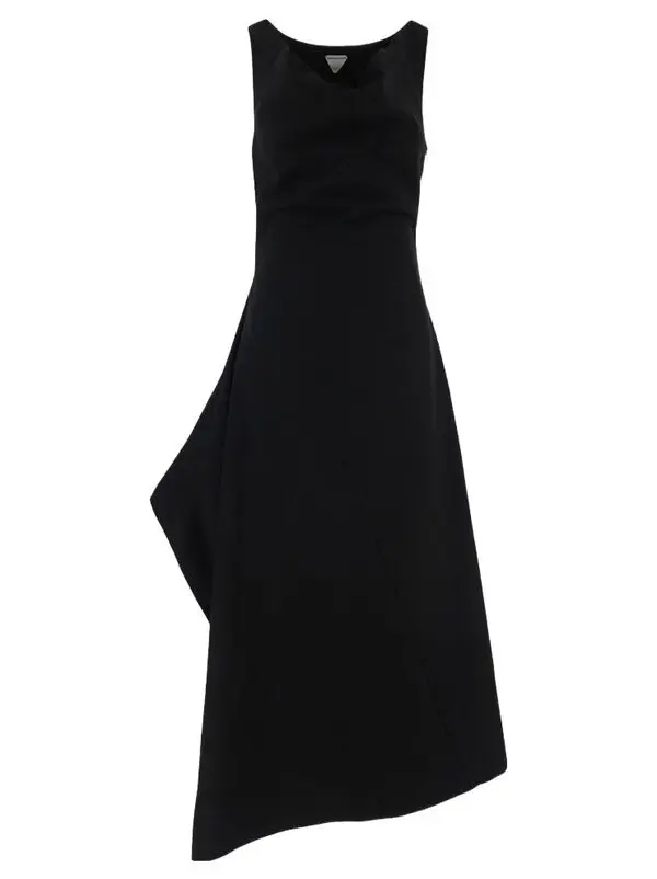 Bottega Veneta Sleeveless Asymmetrical Midi Dress - Black