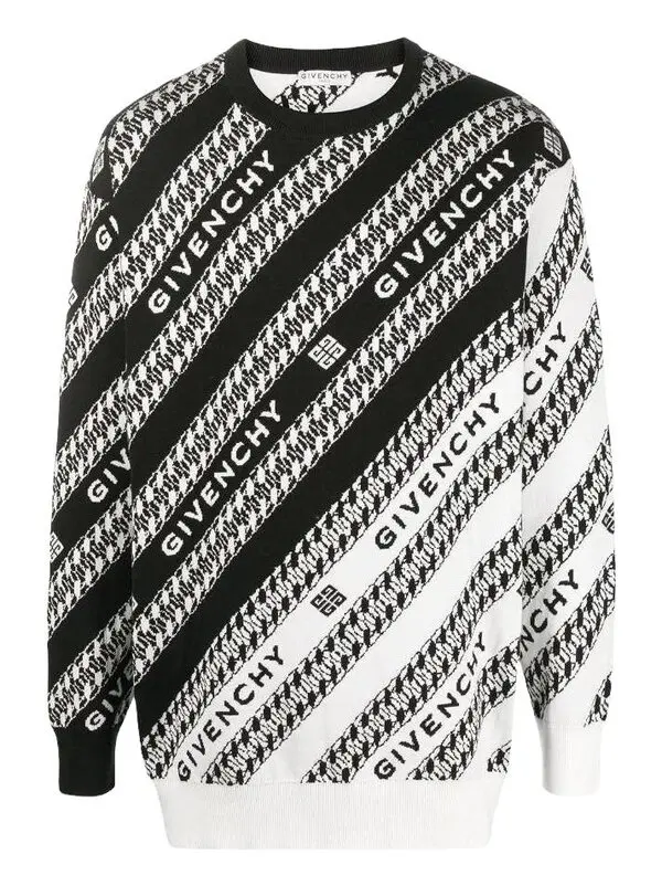 Givenchy Chain Logo-print Knitted Jumper - Black