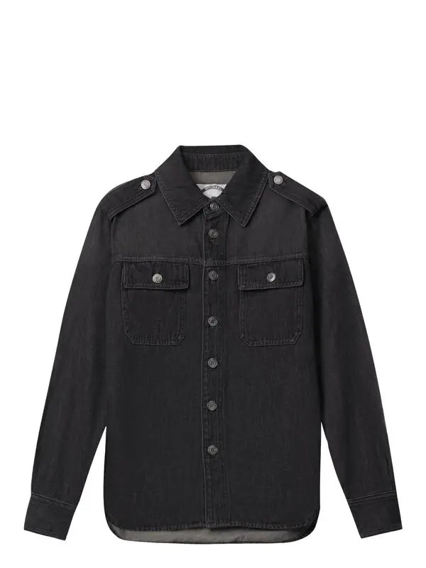 Michael Kors Buttoned Curved Hem Denim Shirt - Cowboy Black