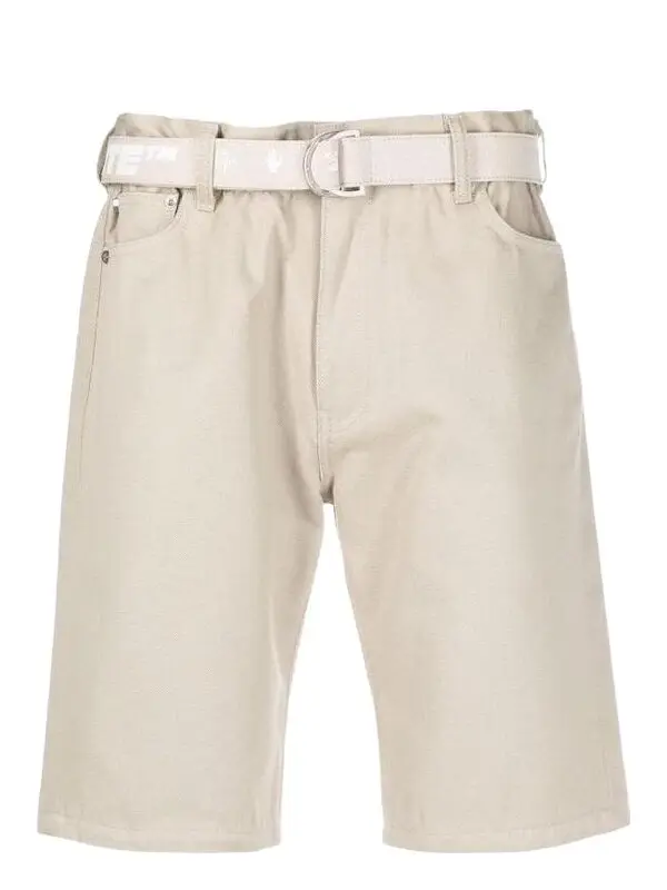 Off-White Belted Bermuda Shorts - Nude