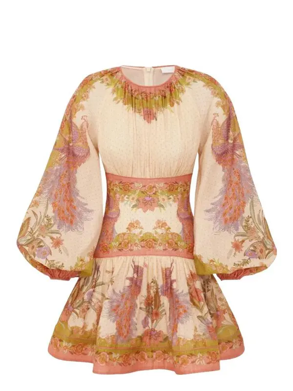 Zimmermann Indra Ruffled Short Dress - Nude