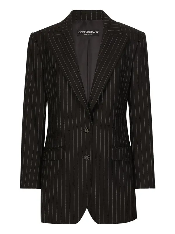 Dolce & Gabbana Single-breasted Pinstriped Blazer - Black