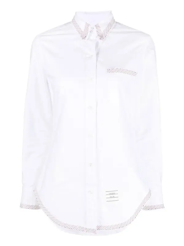 Thom Browne Striped Trim Oxford Shirt - White