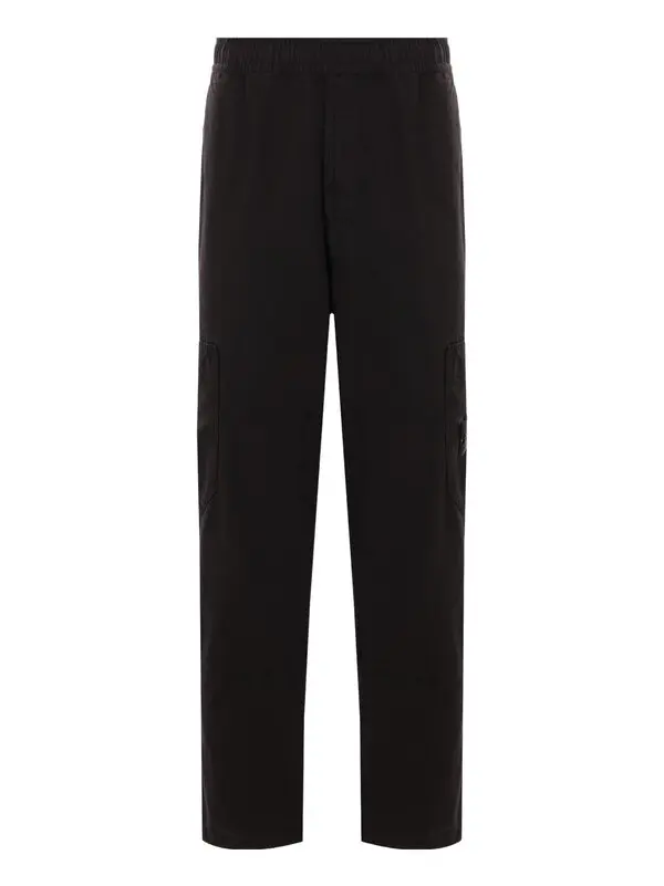 Stone Island Logo Patch Straight Leg Cargo Trousers - Black