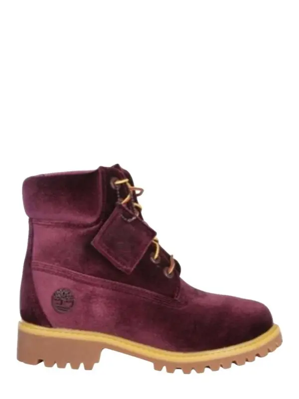 Timberland Velvet Lace-up Ankle Boots - Red