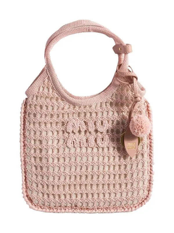 Miu Miu Raffia Crochet Handbag - Pink
