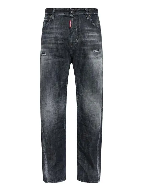 Dsquared2 Distressed Logo Patch Jeans - Black