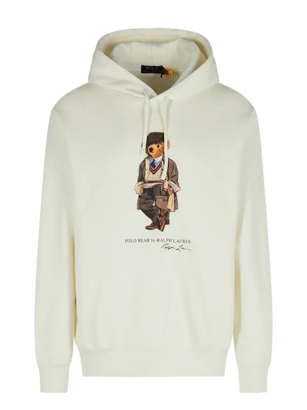 Polo Ralph Lauren Bear Printed Drawstring Hoodie - White