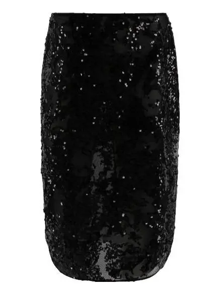 Victoria Beckham Sheer Sequin Pencil Skirt - Black
