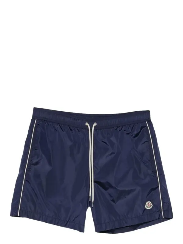 Moncler Drawstring Swim Trunks With Logo Patch - Blue Coral
