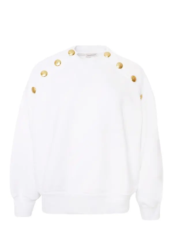 Alexander McQueen Long-sleeved Ribbed Sweater With Shoulder Buttons - White