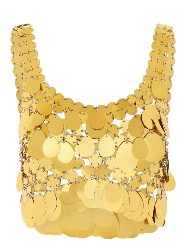 Rabanne Sequin Sleeveless Top - Golden
