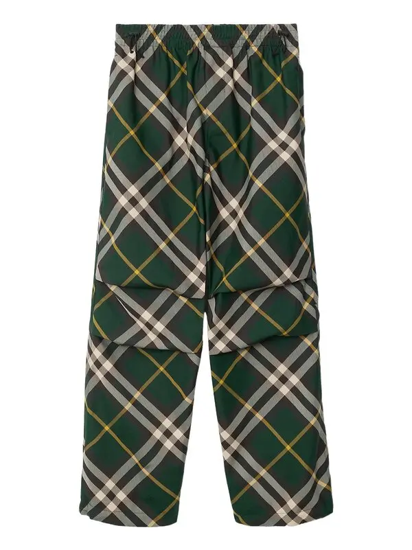 Burberry Equestrian Knight Motif Checked Wide-leg Trousers - Black