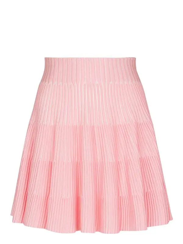 Balmain A-line Textured Knit Mini Skirt - Pink