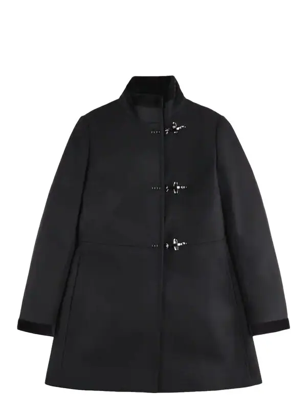 FAY Virginia Velvet-trimmed Coat - Black