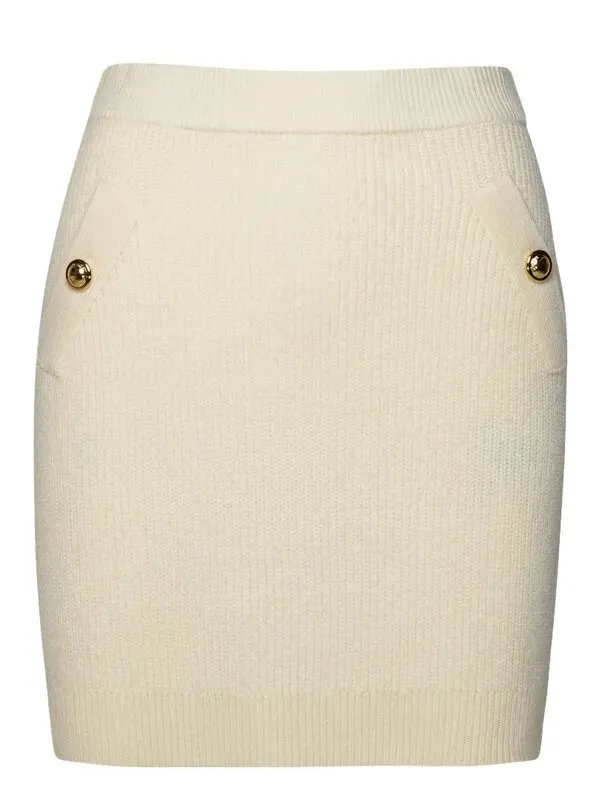 Michael Kors Ribbed Stretch Mini Skirt - Nude