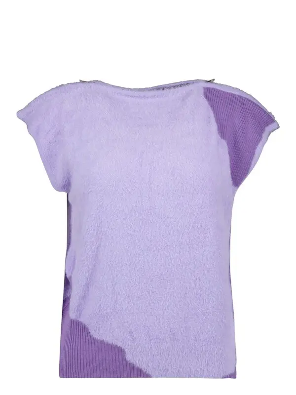 MAISON MARGIELA Sleeveless Two-tone Knit Top - Lilac