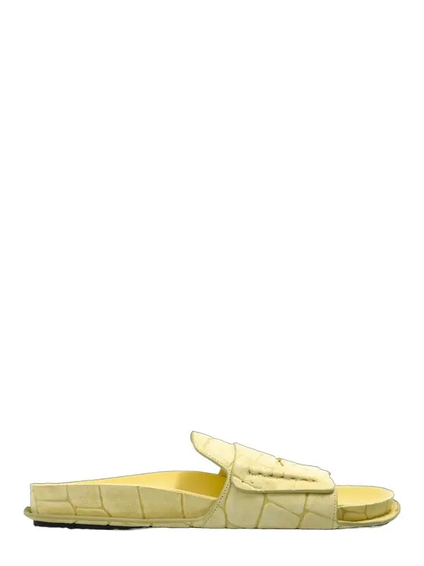 Jacquemus Embossed Suede Slip-on Slides - Yellow