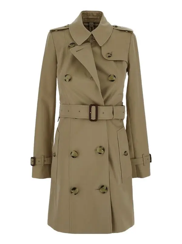 Burberry Double-breasted Belted Trench Coat - Gray