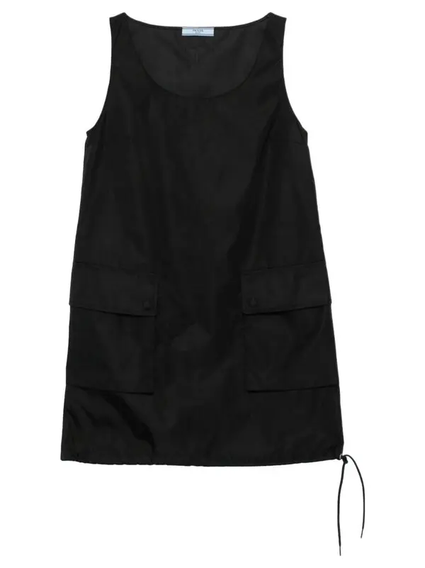 Prada Logo Plaque Sleeveless Mini Dress - Black