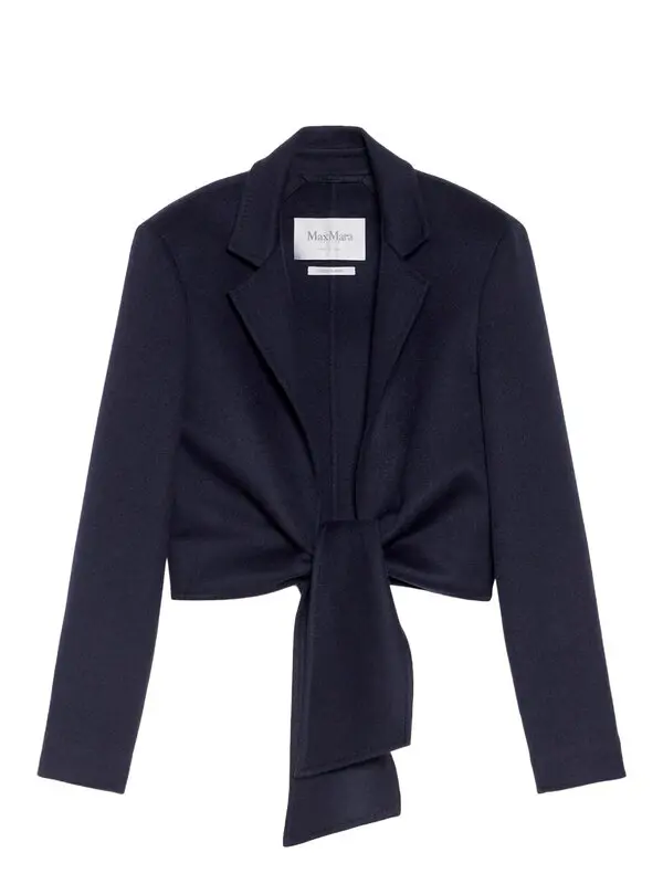 Max Mara Sash Detailed Cropped Jacket - Navy Blue