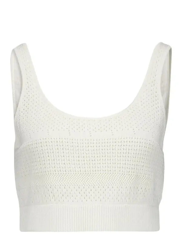 FRAME Crochet Knit Cropped Sleeveless Top - White