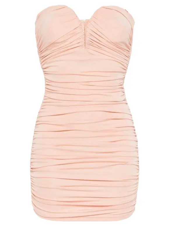 Elisabetta Franchi Sweetheart Neckline Ruched Mini Dress - Light Pink