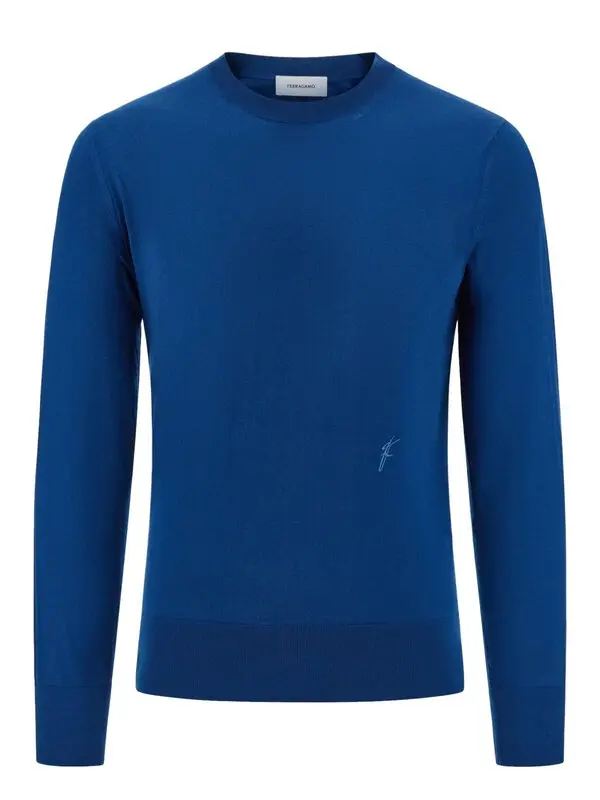FERRAGAMO Embroidered Crewneck Jumper - Blue