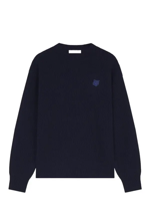 Maison Kitsuné Fox Head Patch Knitted Jumper - Ink Blue