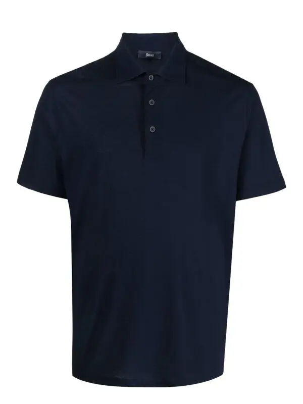 Herno Button Detailed Short-sleeved Polo Shirt - Black