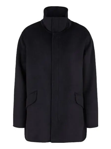 Giorgio Armani Straight Hem Pea Coat - Blue