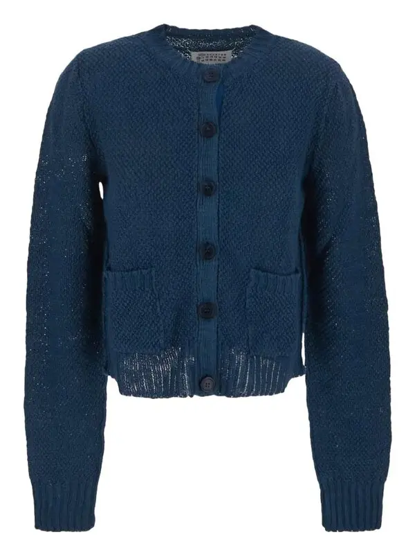 MAISON MARGIELA Buttoned Knitted Cardigan - Blue