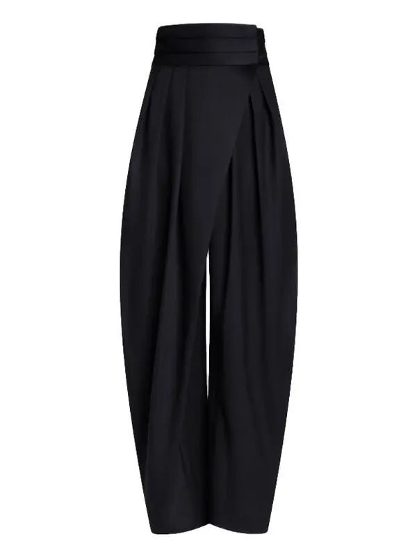 Alaïa Tuxedo Wool Pants With Silk Waistband - Black
