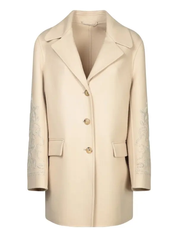 Ermanno Scervino Single-breasted Embroidered Coat - White
