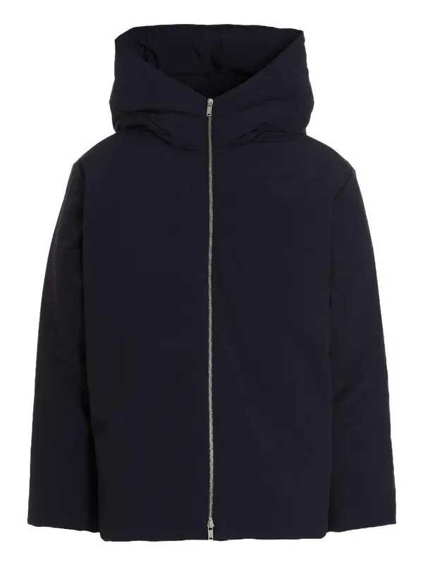 JIL SANDER Hooded Down Jacket With Logo Detail - Black