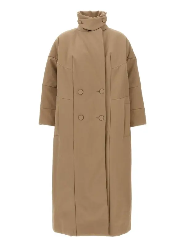 Dries Van Noten Roxana High-neck Double-breasted Coat - Beige