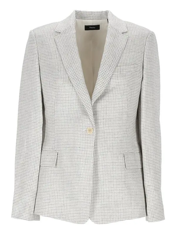 Theory Houndstooth Pattern Single Breasted Blazer - Grey