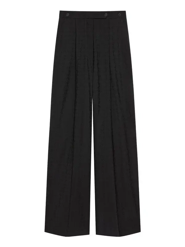 Givenchy Monogram Jacquard Pleated Wide-leg Pants - Black