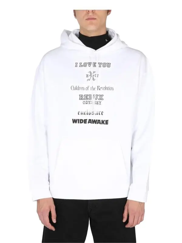 Raf Simons Slogan Patches Hoodie - White
